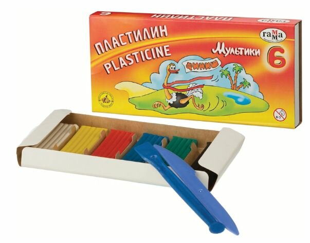 Пластилин классический Гамма Мультики, 6 цветов, 120 г
