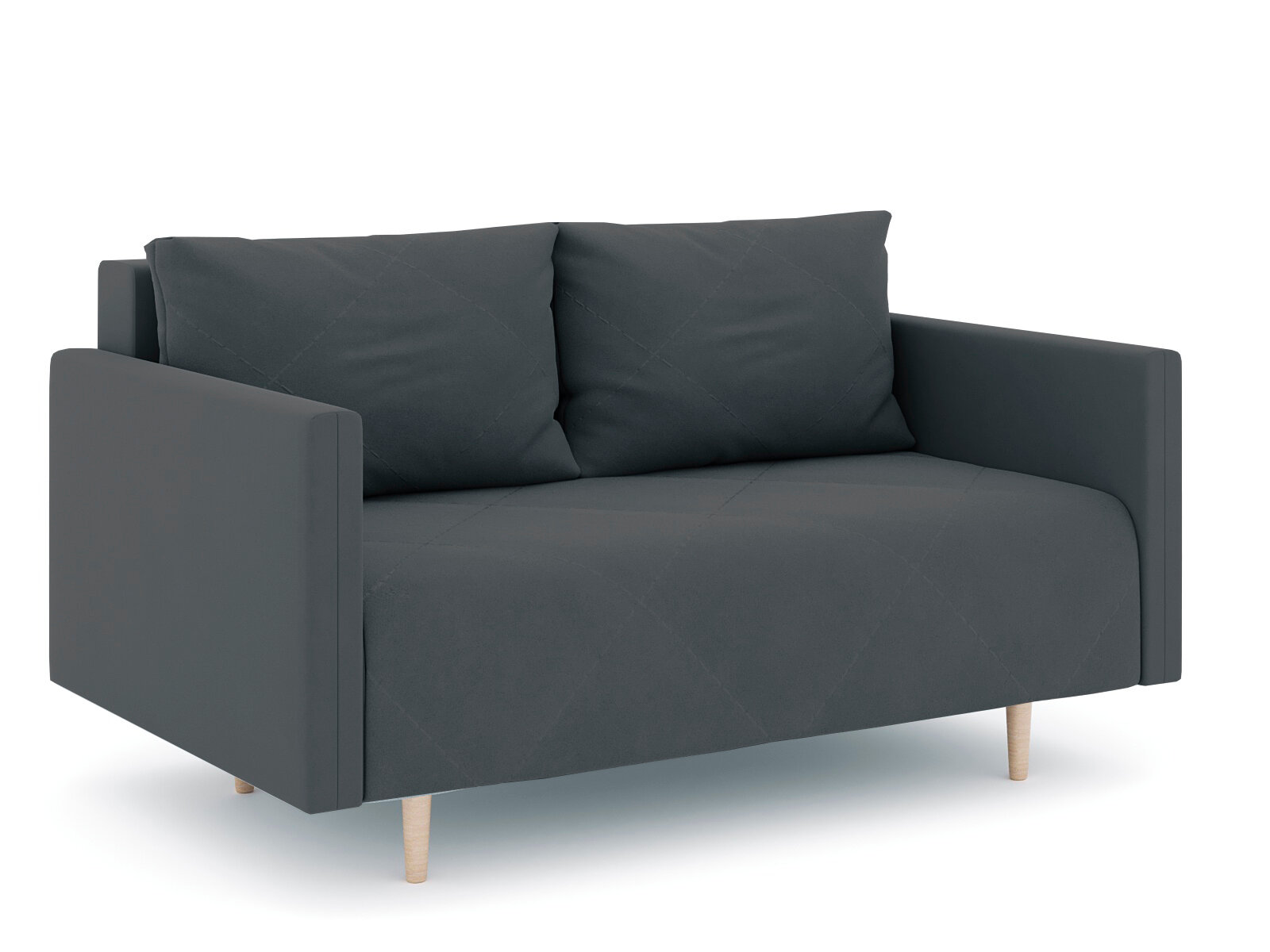 Диван прямой DiHall Мили Мини 2 Грей, велюр, 2-местный, серый