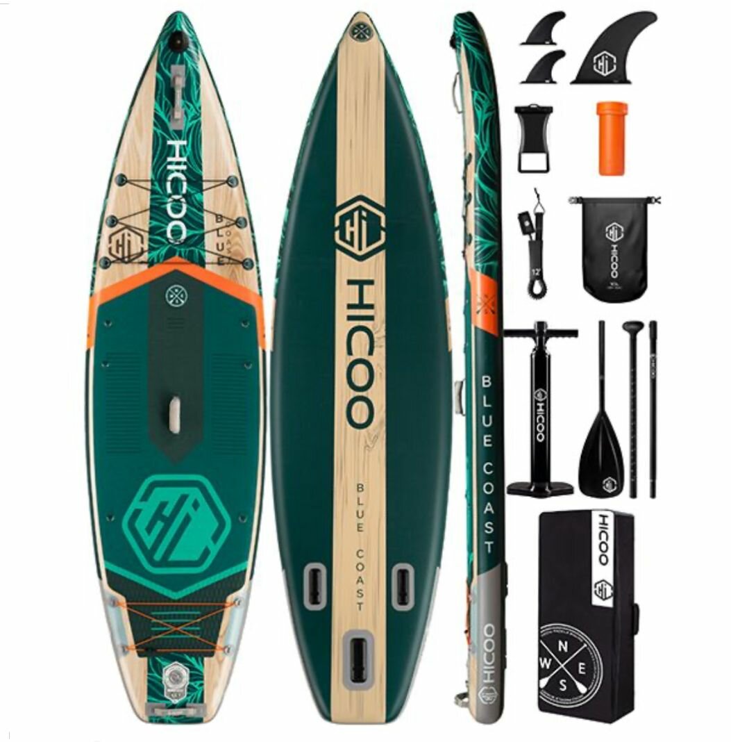 Надувная SUP доска HICOO BLUE COAST GREEN 11' STD (стандартный комплект)