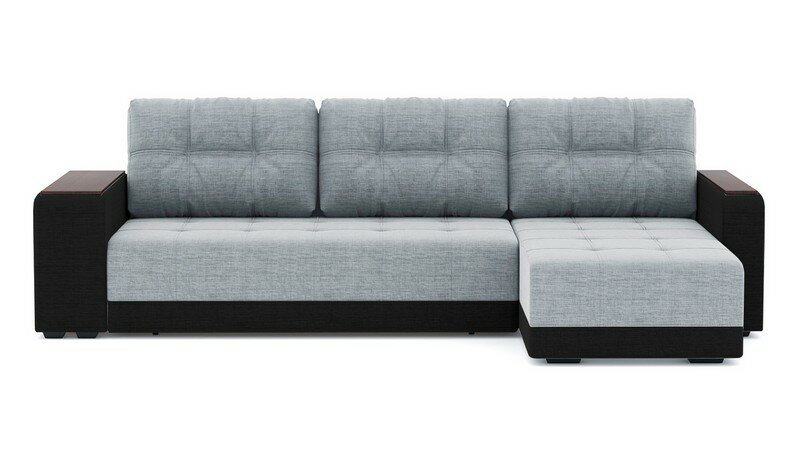 Угловой диван еврокнижка "Милан" рогожка дрим лайт грей + экокожа коричневая