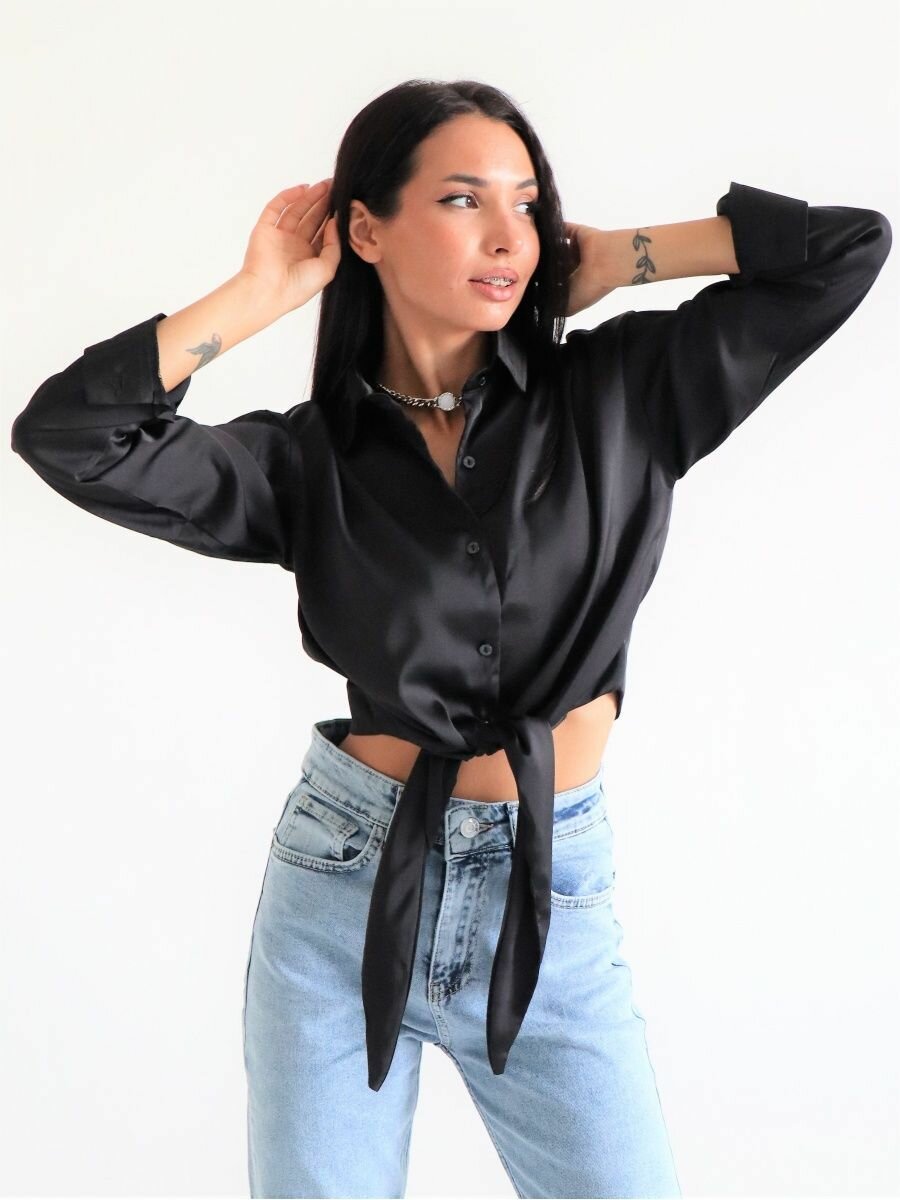 Рубашка атласная на завязках