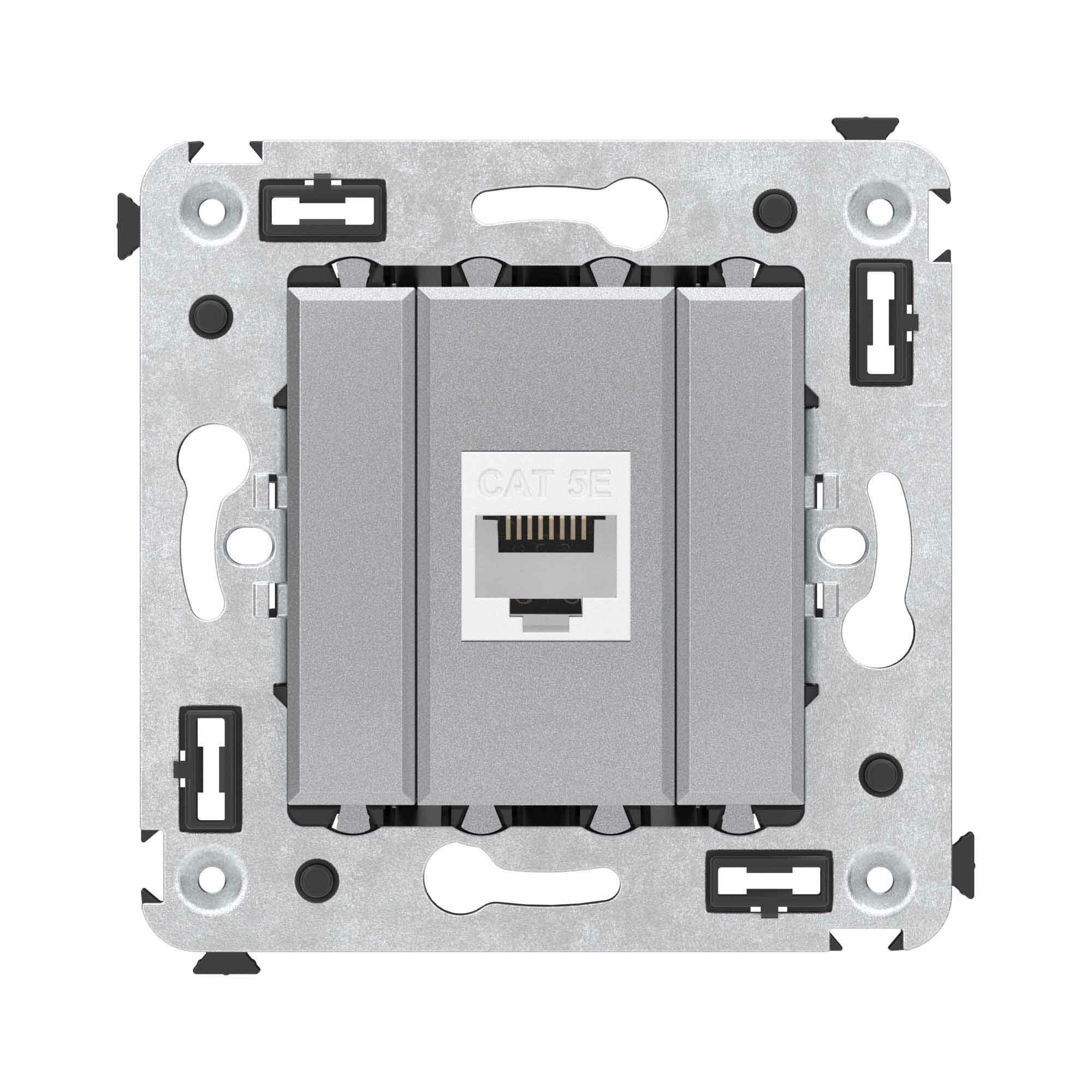 DKC Avanti Компьютерная розетка RJ-45 без шторки в стену, кат.5е одинарная, Закаленная сталь, 4404663