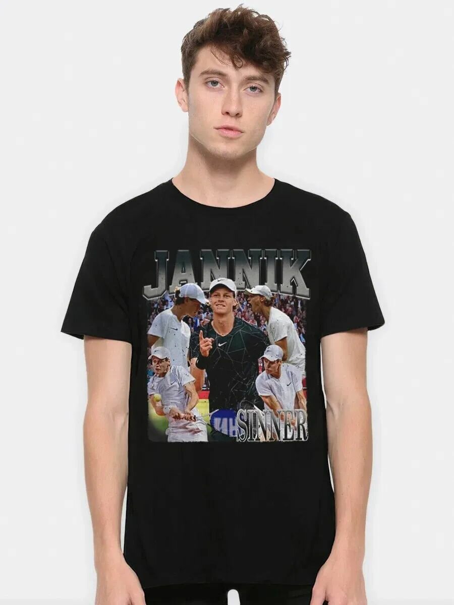 Футболка Янник Синнер / Jannik Sinner / Мужская черная XS