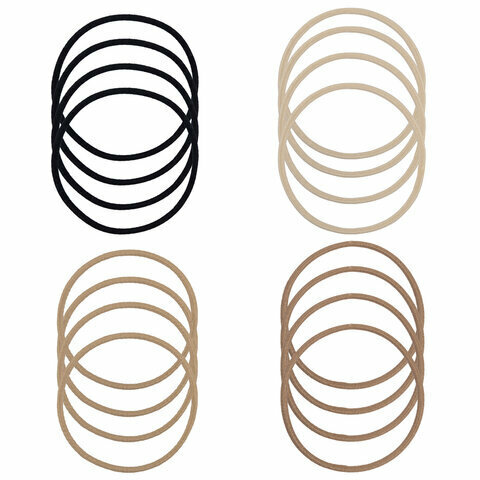 Резинка для волос набор 16 шт, 0,15х14 см, чёрный, коричневый, бежевый, MONTE VITA, 457036