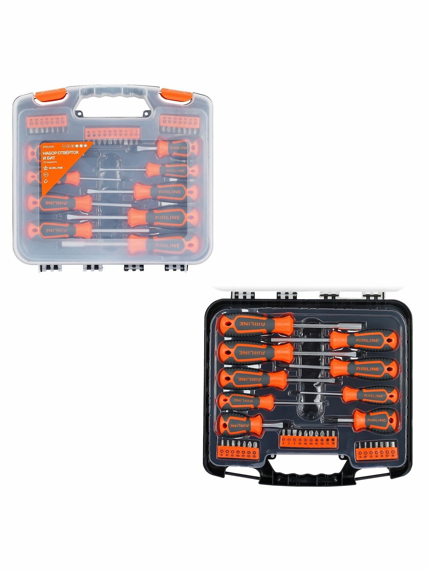 Набор отвёрток и бит 33 предмета (SL, PH, PZ, HEX, TORX, SQUARE), Airline ATAU041