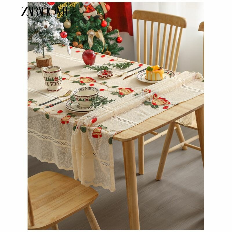 Скатерть ZARA HOME, 200 x 140 см, нескользящая, геометрический рисунок, бежевая