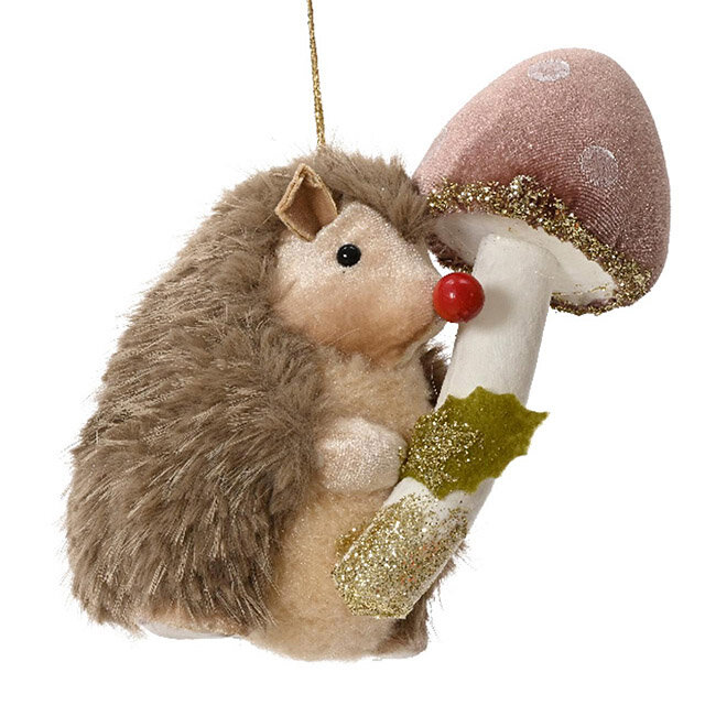 Елочная игрушка Ежик Льюис с грибочком 16 см, Kaemingk (Кейминг), 526220-2