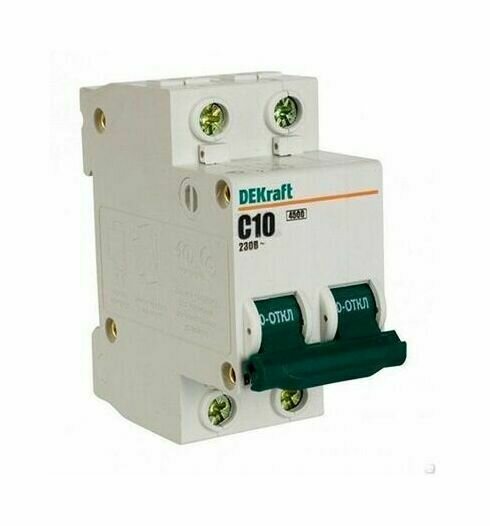Автоматический выключатель двухполюсный DEKraft 10A C 4.5кА ВА-101 11065DEK 061291