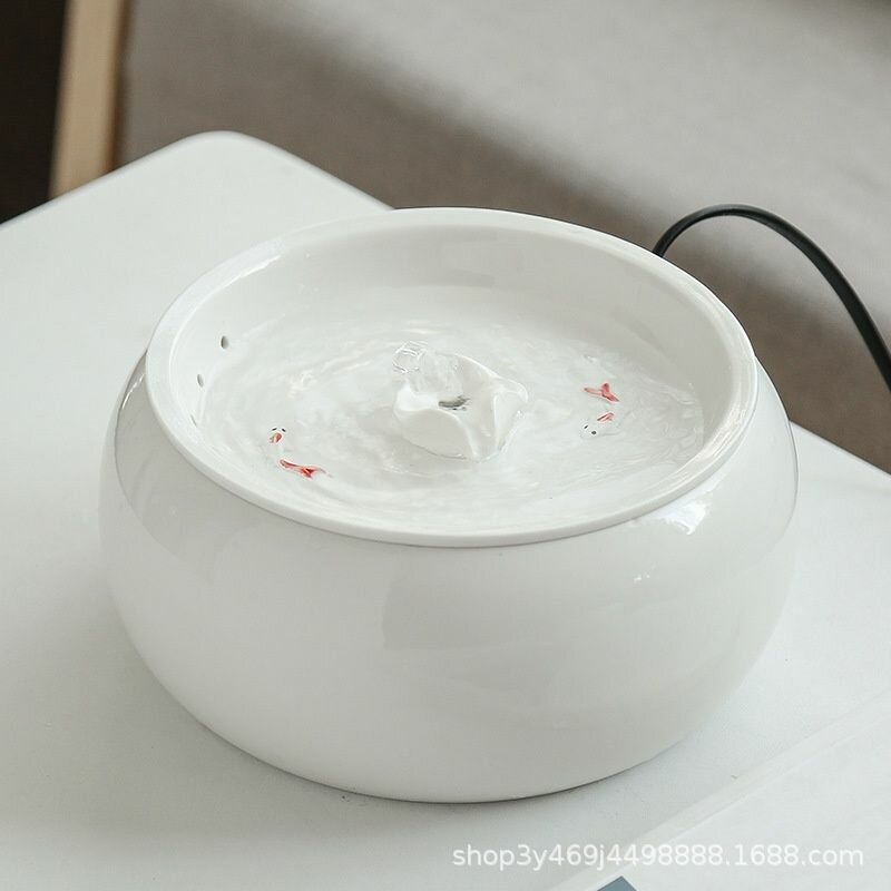 Автоматический фонтанчик для животных из керамики с фильтрацией и циркуляцией воды, идеально подходит для котят и щенков