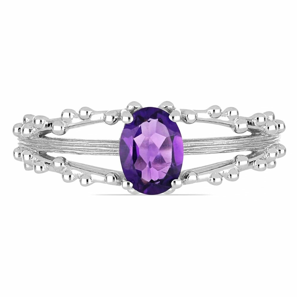 Кольцо тонкое, серебро, 925 проба, родирование, аметист