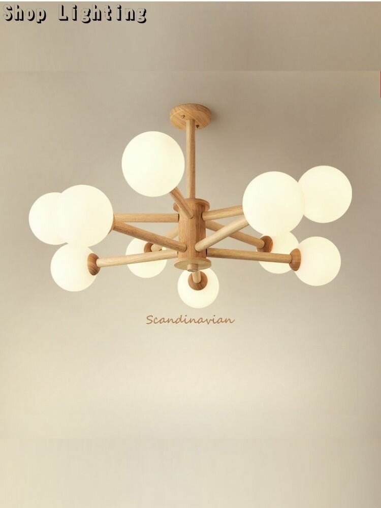 Люстра из цельного дерева в виде волшебных бобов