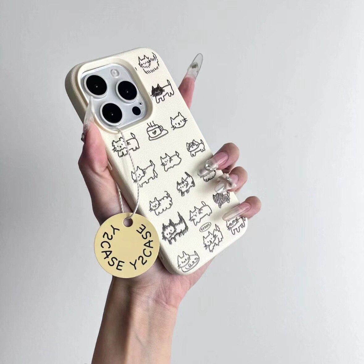 Чехол Cat Cat, для Apple 16 PROMAX, личи, античная белая линия