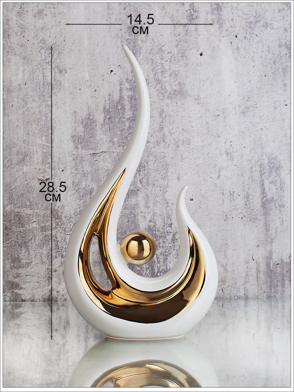 Статуэтка Жемчужина (бело-золотая большая) 28х14х6 см