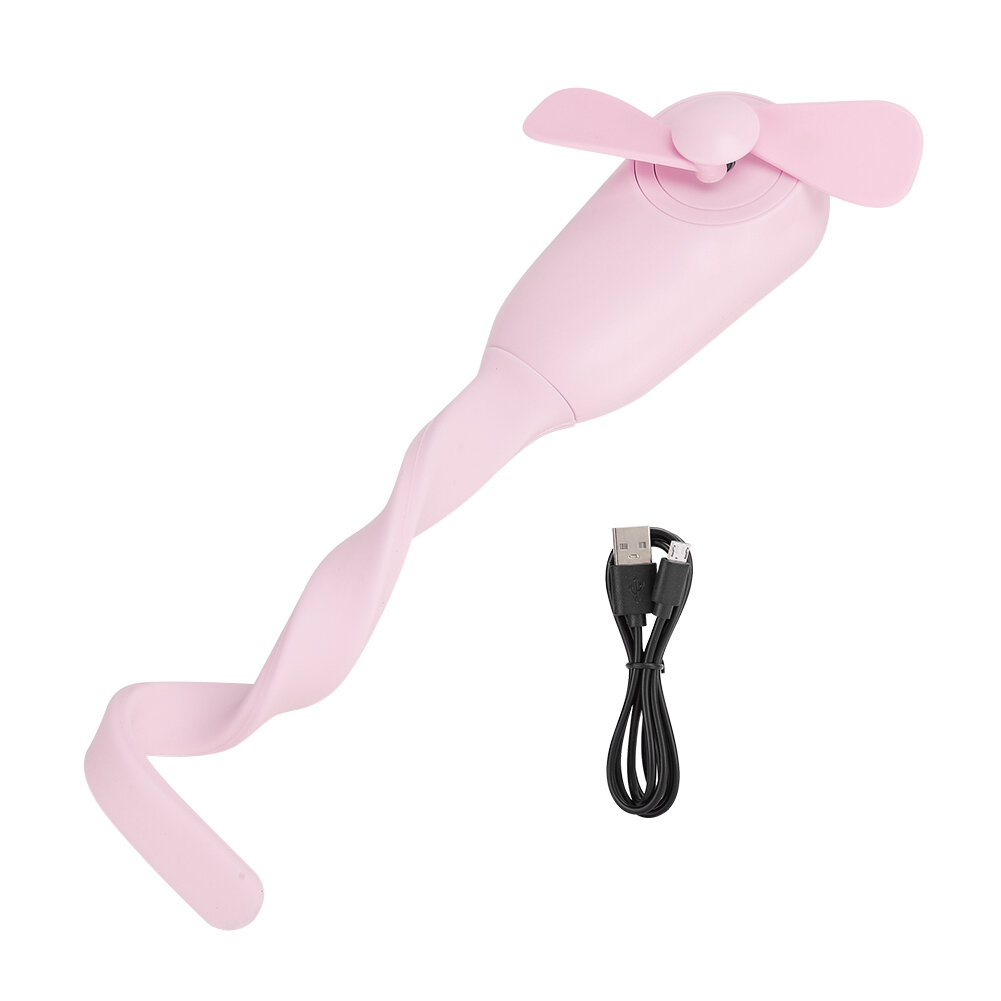 Мини-вентилятор гибкий, USB, портативный, настольный, с автоостановкой лопастей, розовый