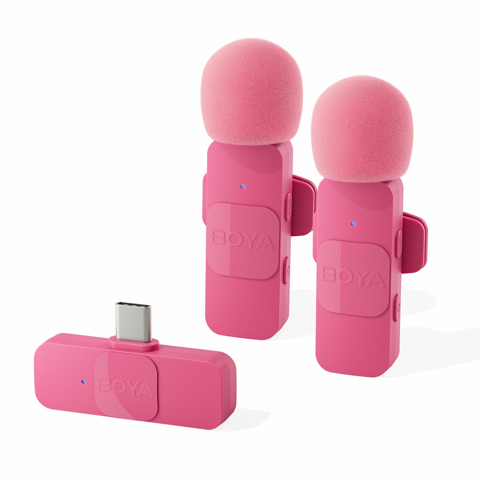 Петличный беспроводной микрофон BOYA один-два, дальность передачи 50 метров, подходит для телефонов Android с интерфейсом Type-C, розовый