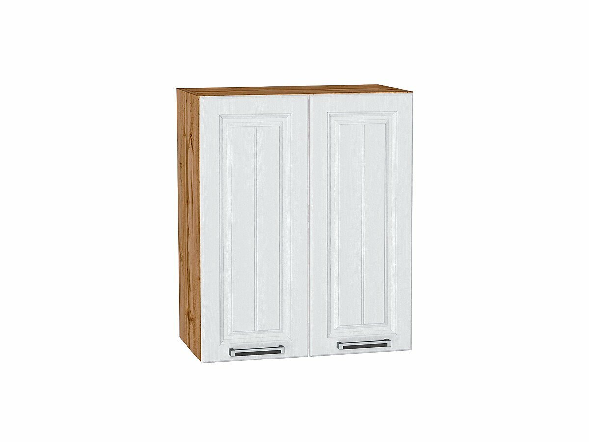 Шкаф верхний с 2-мя дверцами Прага, цвет фасада Белое дерево, цвет каркаса Дуб Вотан, 716*600*318 мм