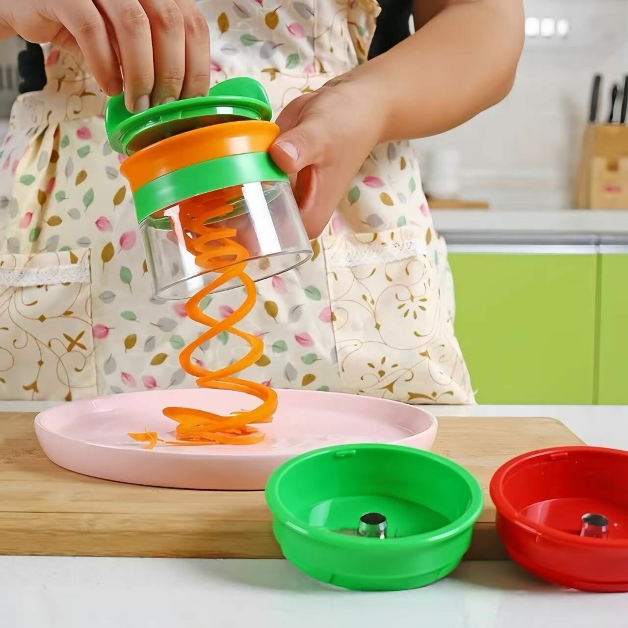 Спиральная овощерезка ручная для овощей – спиралайзер с острыми лезвиями из нержавеющей стали