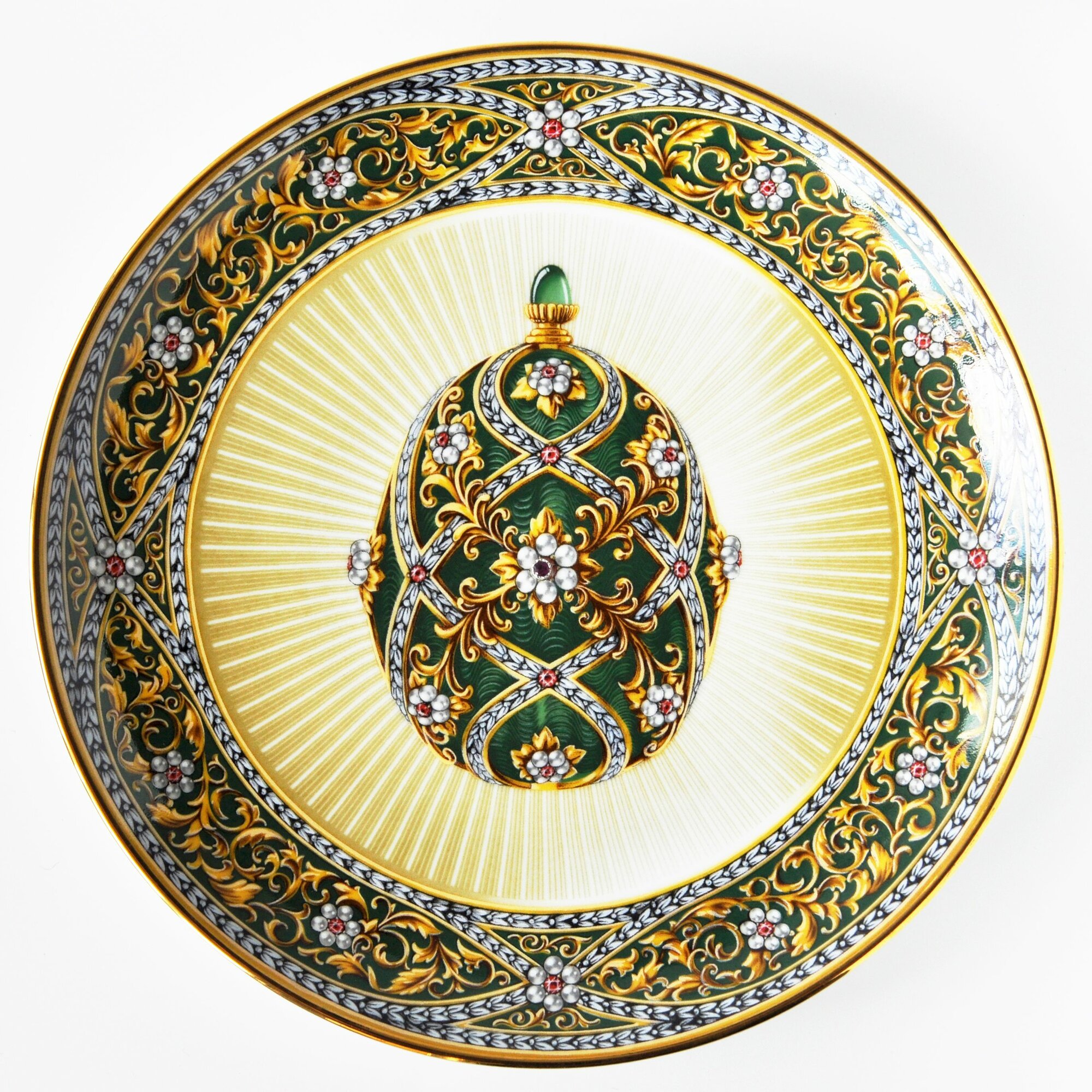 Фаберже. Винтажная декоративная тарелка "Сад камней". Фарфор, кристалл, деколь, золочение. House of Faberge-The Franklin Mint, конец ХХ века.