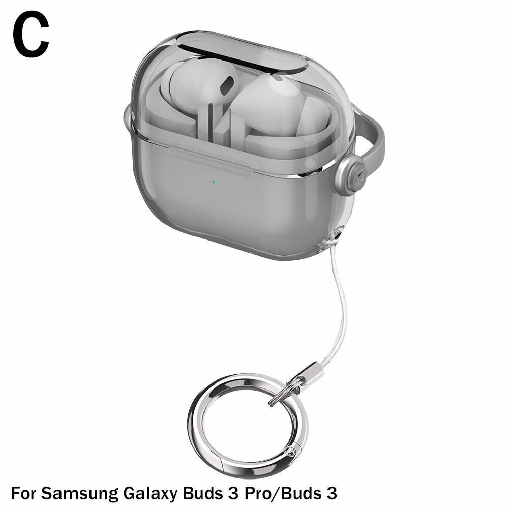 Для Galaxy buds 3 pro 3 в 1 прозрачный силиконовый защитный чехол с защитой от падений и шнурком-замком