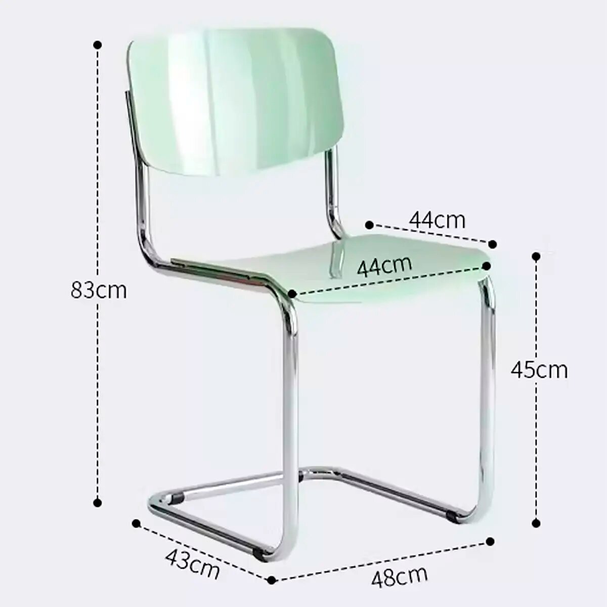 Дизайнерский стул на двух металлических ножках Sylwia пластиковый (зеленый)