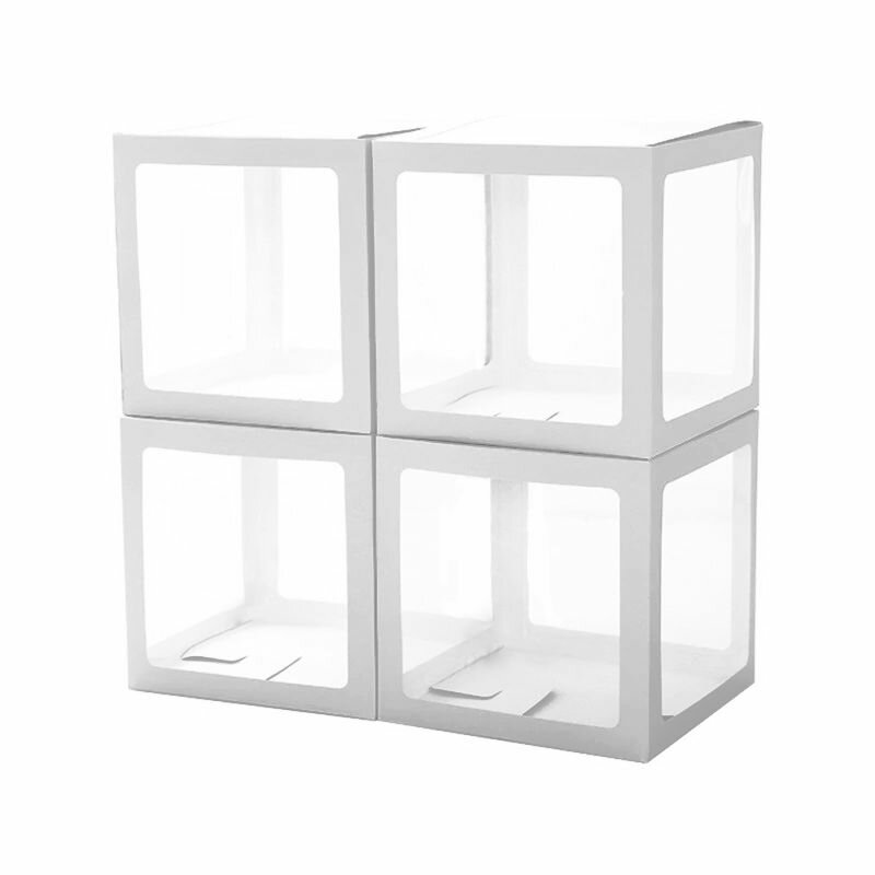 Набор коробок Волна веселья для шаров без букв, белый, 30х30х30 см, 4 шт