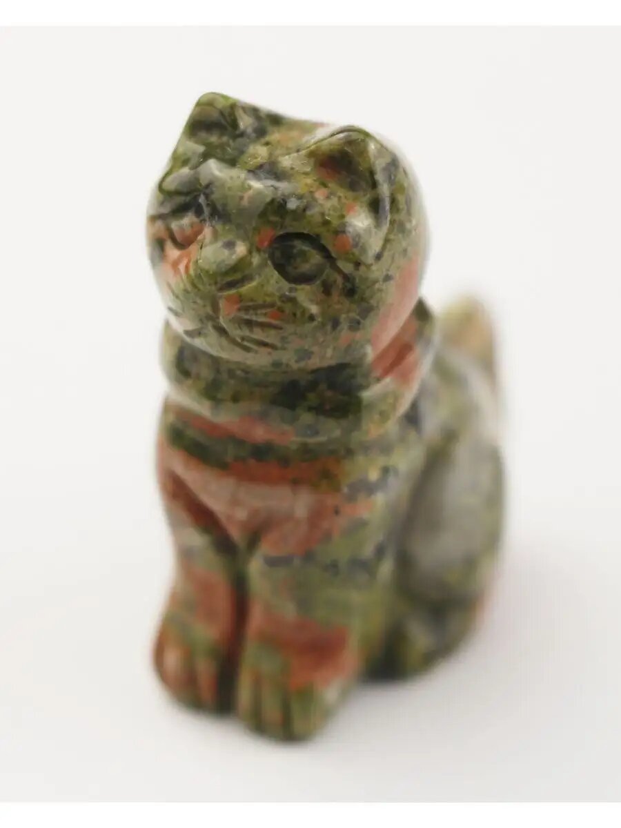 Кошка из натурального камня Унакит 4 см