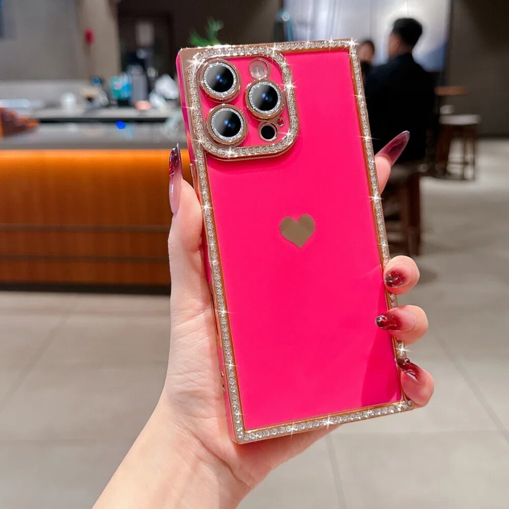Роскошный яркий блестящий чехол со стразами для iPhone 16, 15, 14, 13 Pro Max Plus 16 pro, противоударный флуоресцентный бампер, мягкий чехол
