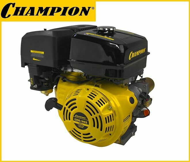 Двигатель горизонтальный вал CHAMPION G 390-1 HKE 13,0л. с, 389см3, шпонка Ф25,4мм, эл. старт-панель