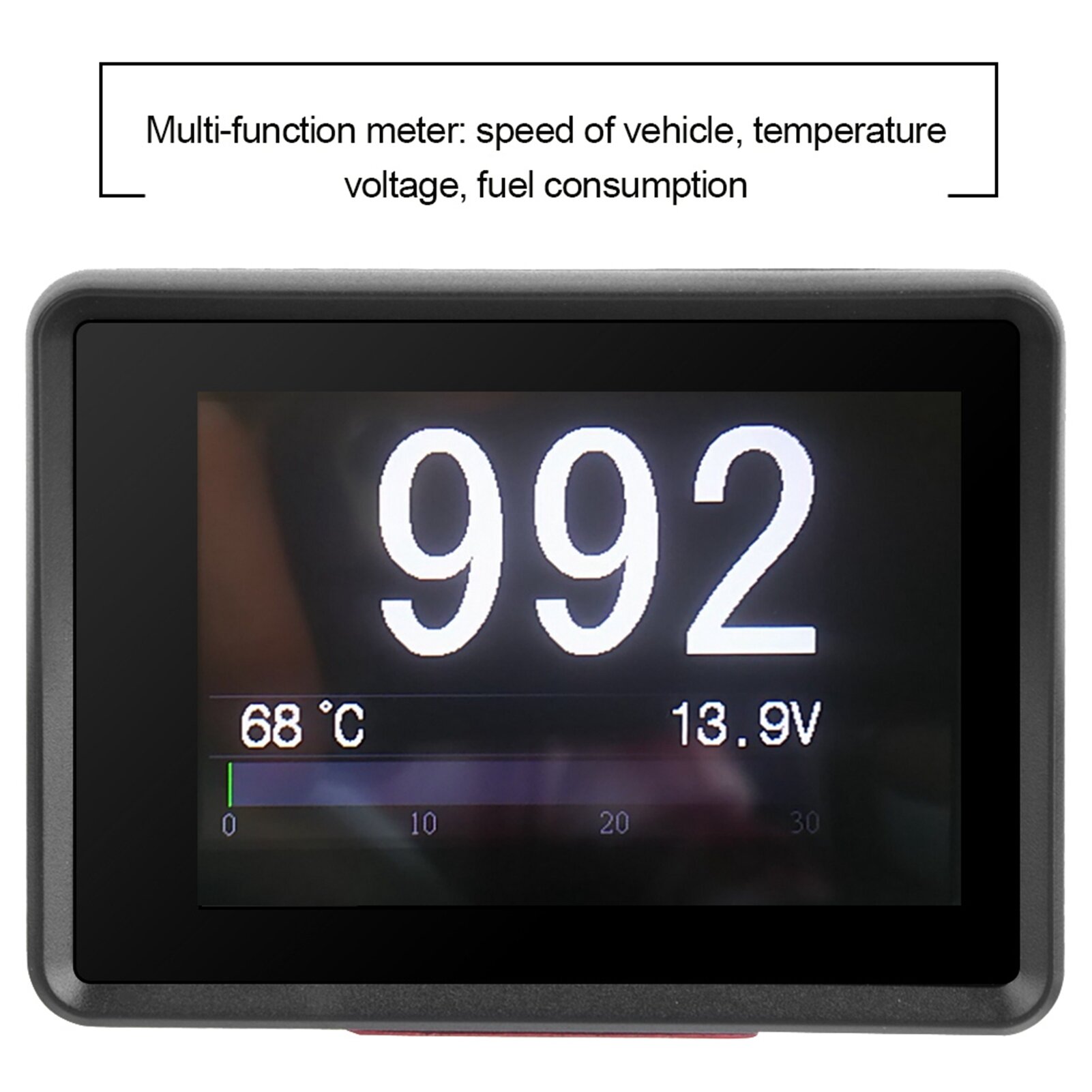 Многофункциональный цифровой одометр автомобиля OBD с отображением температуры, напряжения, скорости HUD, черный цвет, материал ABS, вес 117 г, комплект: 1 * одометр OBD, 1 * кабель подключения OBD, 1 * инструкция пользователя