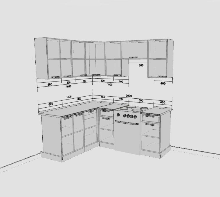 Кухонный гарнитур угловой "Брауни" Без Столешницы ЛДСП, 1,6х2,0 м