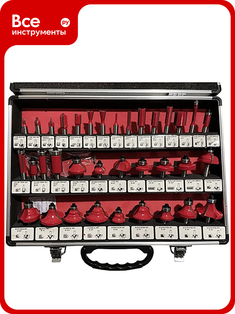 Набор твердосплавных фрез по дереву В 35 фрез Strong СТФ-8332