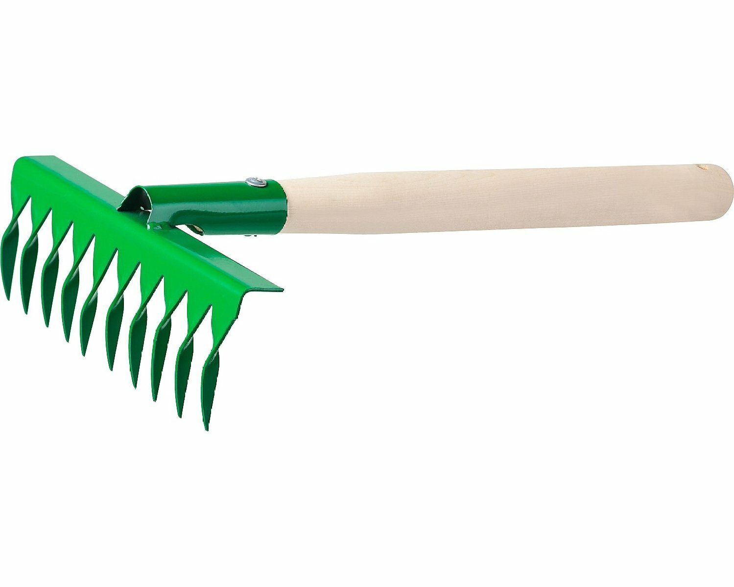 Садовые грабельки росток 10 витых зубцов 62 мм рабочая часть 200 мм рукоятка 350 мм дерево металл порошковая покраска