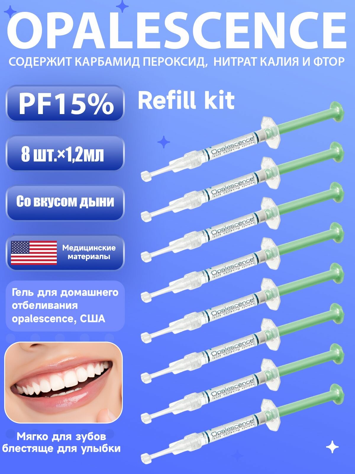 Opalescence PF 15% Refill Kit Regular домашнее отбеливание зубов со вкусом мяты