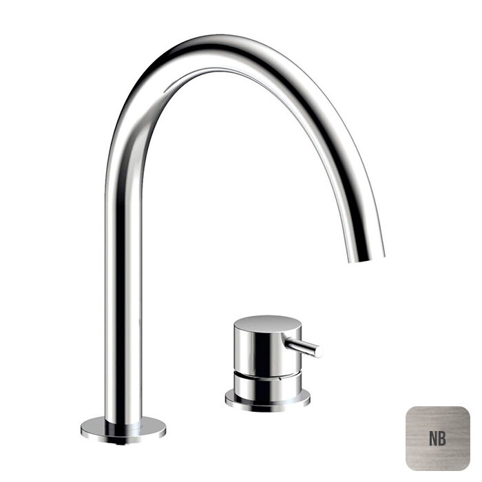 ALMAR Смеситель однорычажный для раковины на 2 отверстия без донного клапана, цвет никель браширован