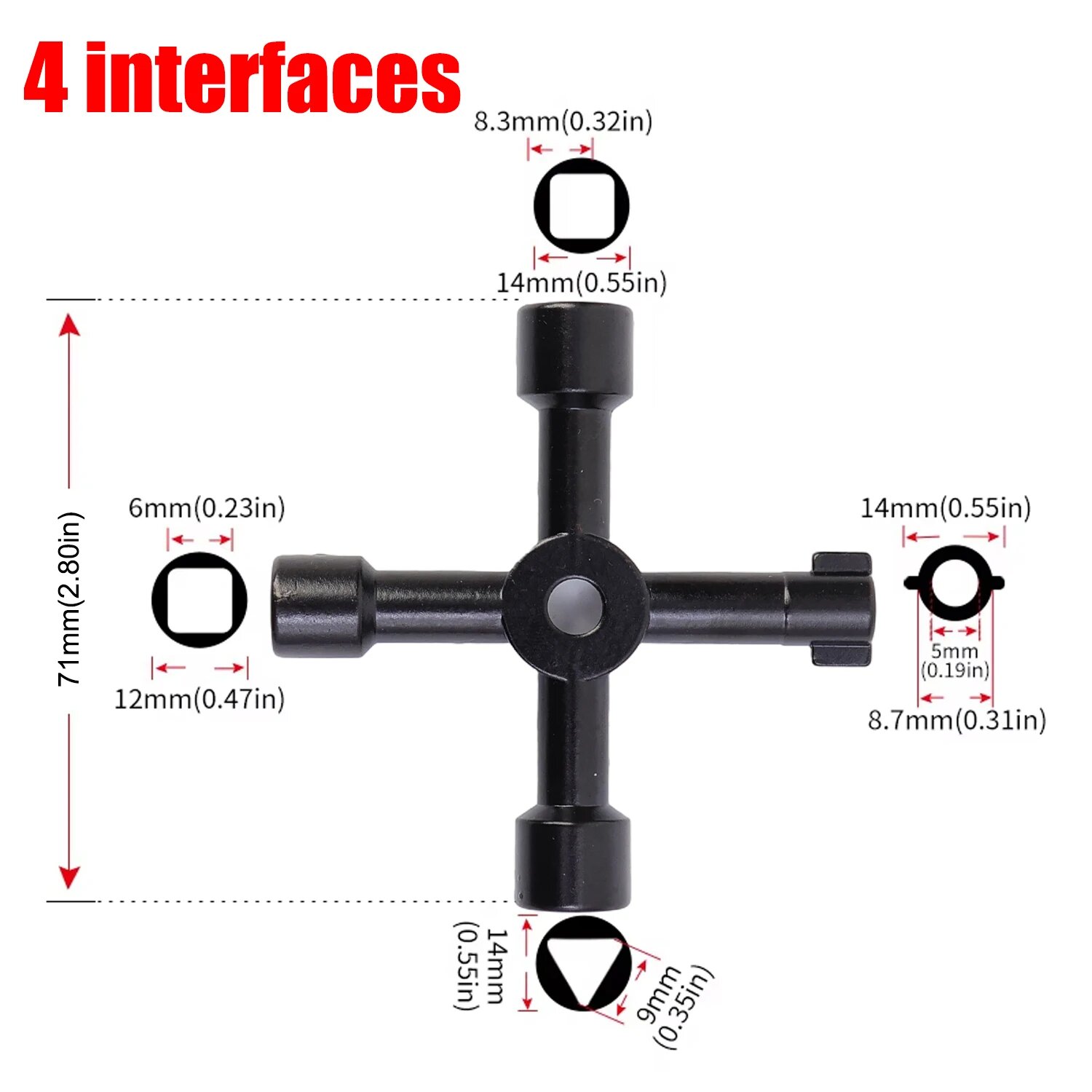 Многофункциональный крестовый ключ из цинкового сплава, универсальный панельный ключ, замок для лифта, электрический шкаф, шкаф, гнездо, радиатор