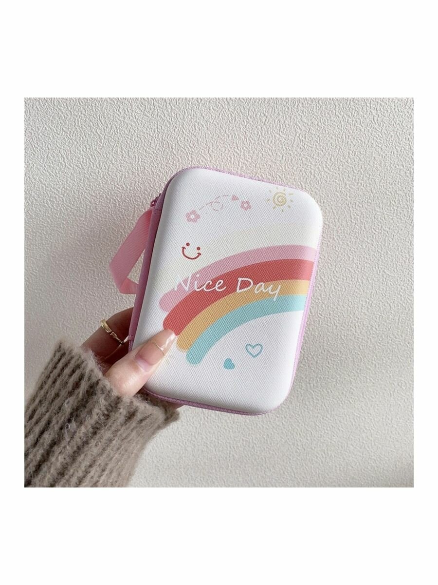 Милый и портативный чехол для наушников с дизайном мультфильмов и молнией, Радуга！