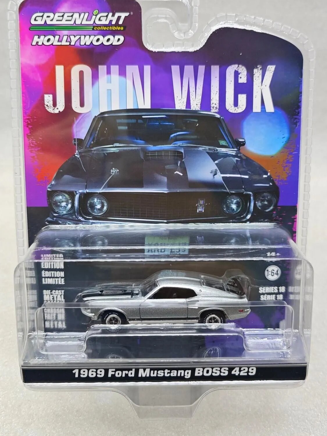 Машинка GreenLight 1/64 1969 JOHN WICK Ford Mustang BOSS 429 Die-cast Alloy Car Model Collection Toy Gift
