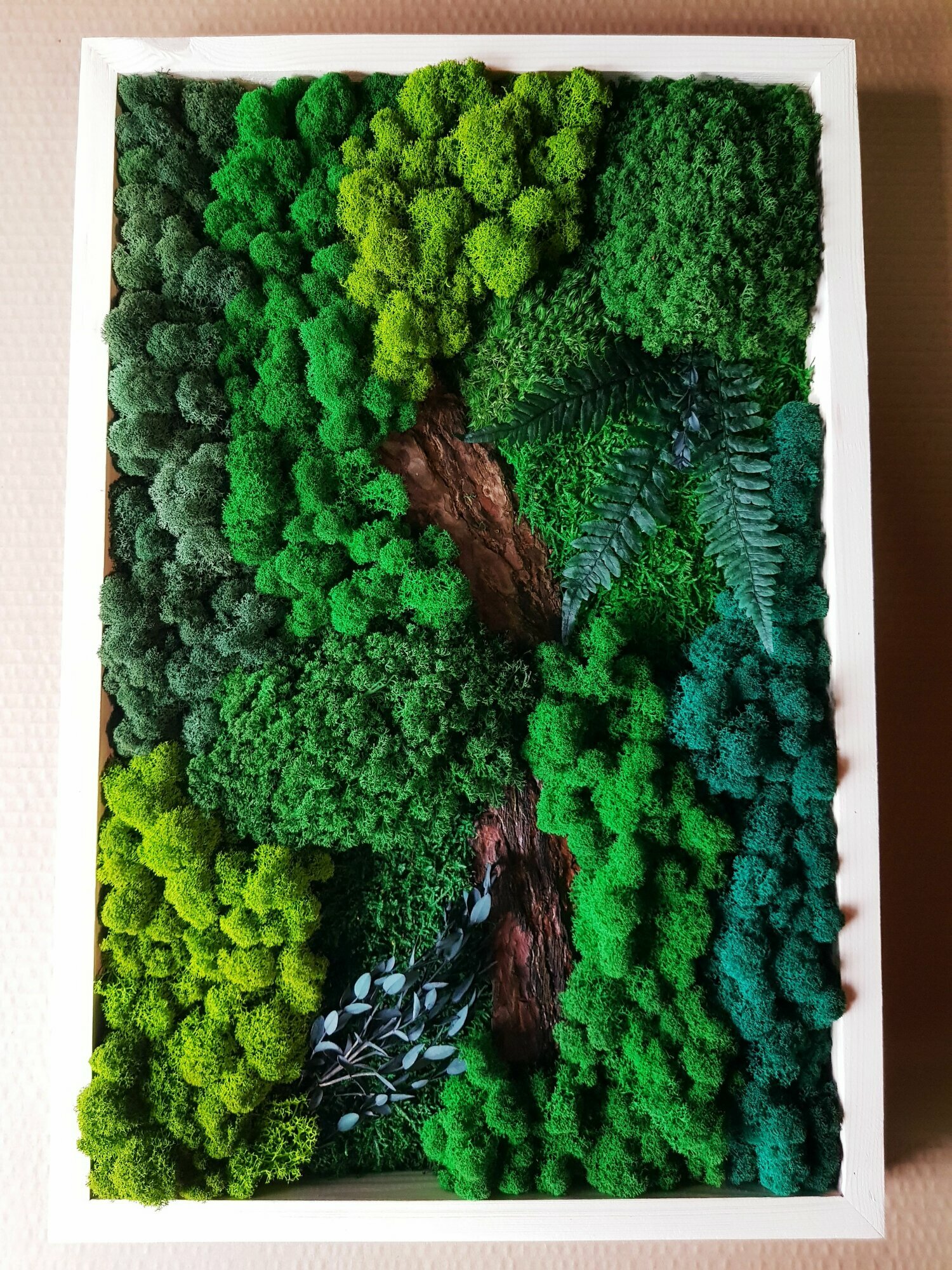 Панно / картина из мха/ 60*40/ Прелесть "беленый дуб"