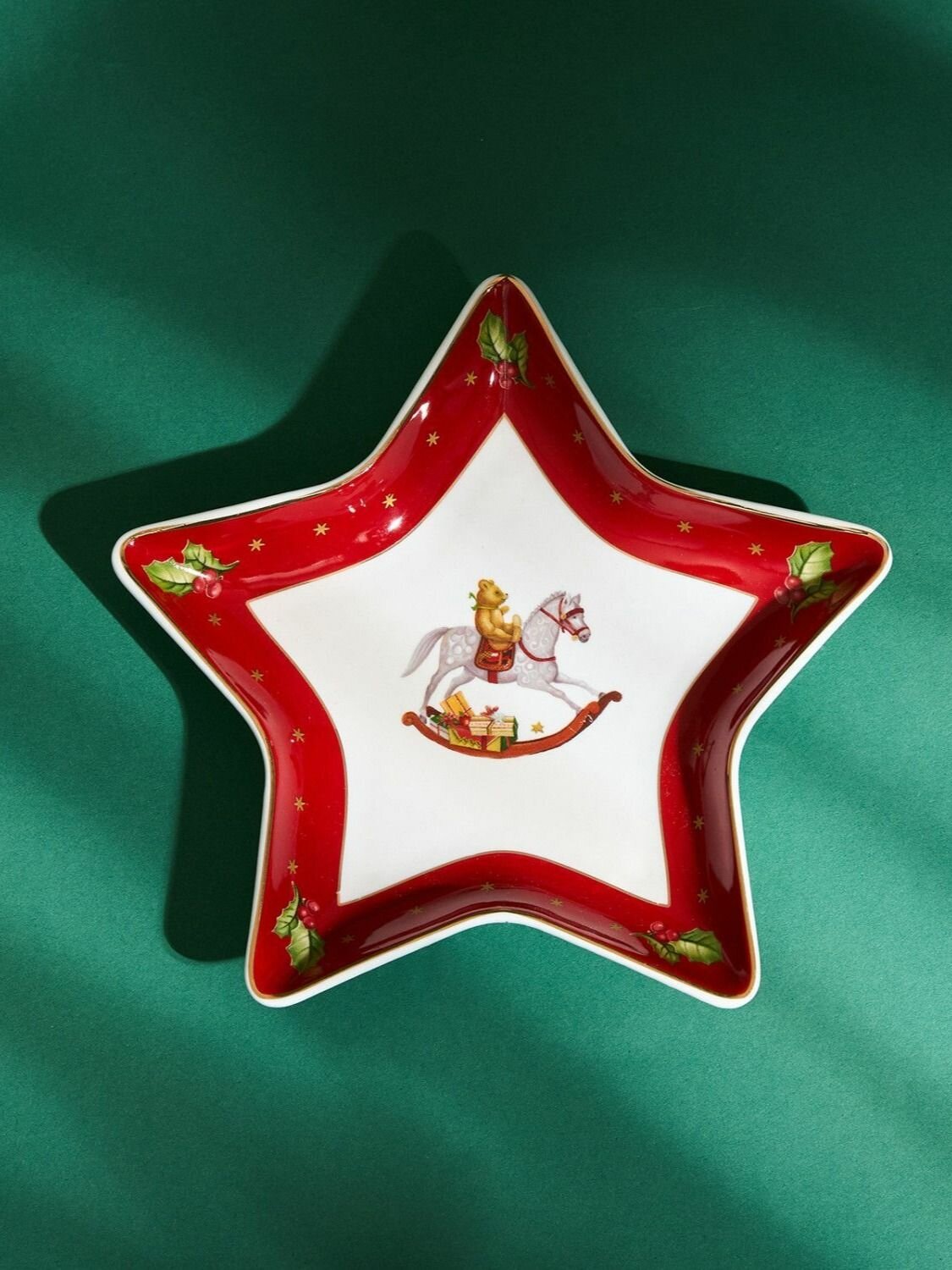 Блюдо фигурное "Charming Time" 17,8х17х2,5 см, цв. красный/белый, фарфор