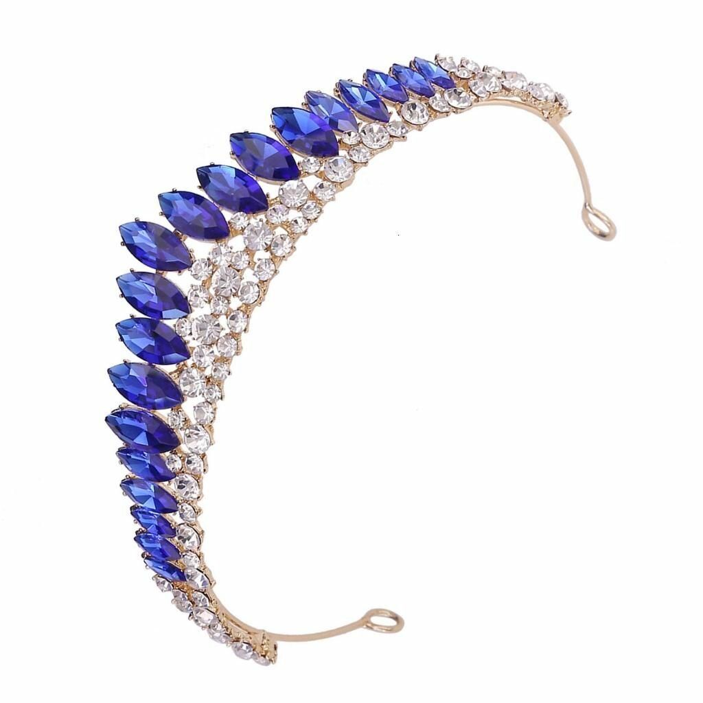 Японская и корейская корона-головной убор, свадебная корона из горного хрусталя-голубой бриллиант