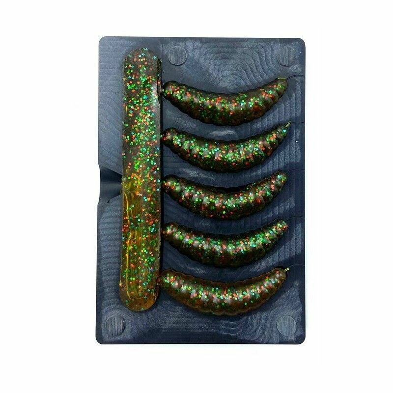 Форма для литья силиконовых рыболовных приманок Опарыш 1,6", 40mm, 5 мест