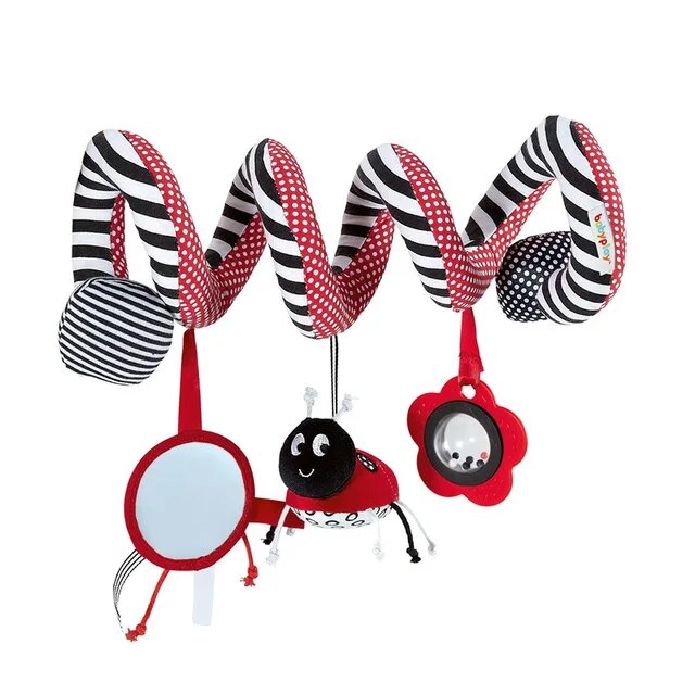 Детские игрушки 0-12 месяцев Детское автокресло Коляска Кровать Подвесные погремушки Игрушки Спиральная подвесная игрушка с прорезывателем-колокольчиком для младенцев Подарок, TH175-Beetle, Унисекс