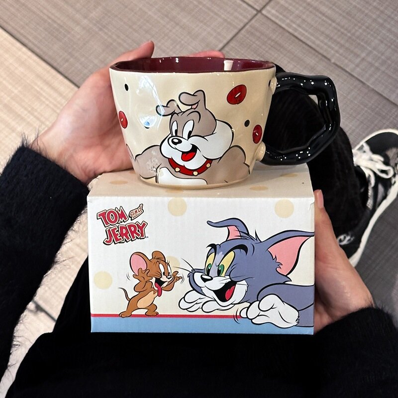 Керамическая кружка «Кот и мышь», стильная кружка для офиса, кружка для молока и кофе, кружка для завтрака для пары