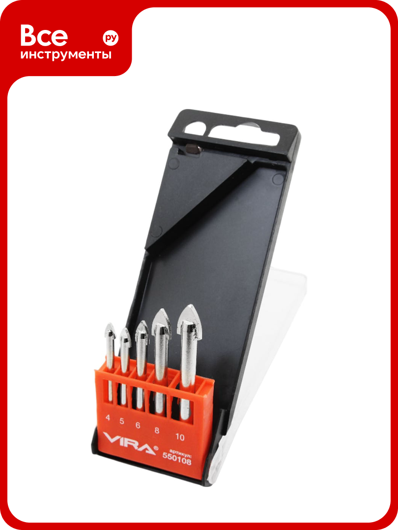Набор сверл по стеклу и керамике (5 шт; 4-10 мм) Vira 550108