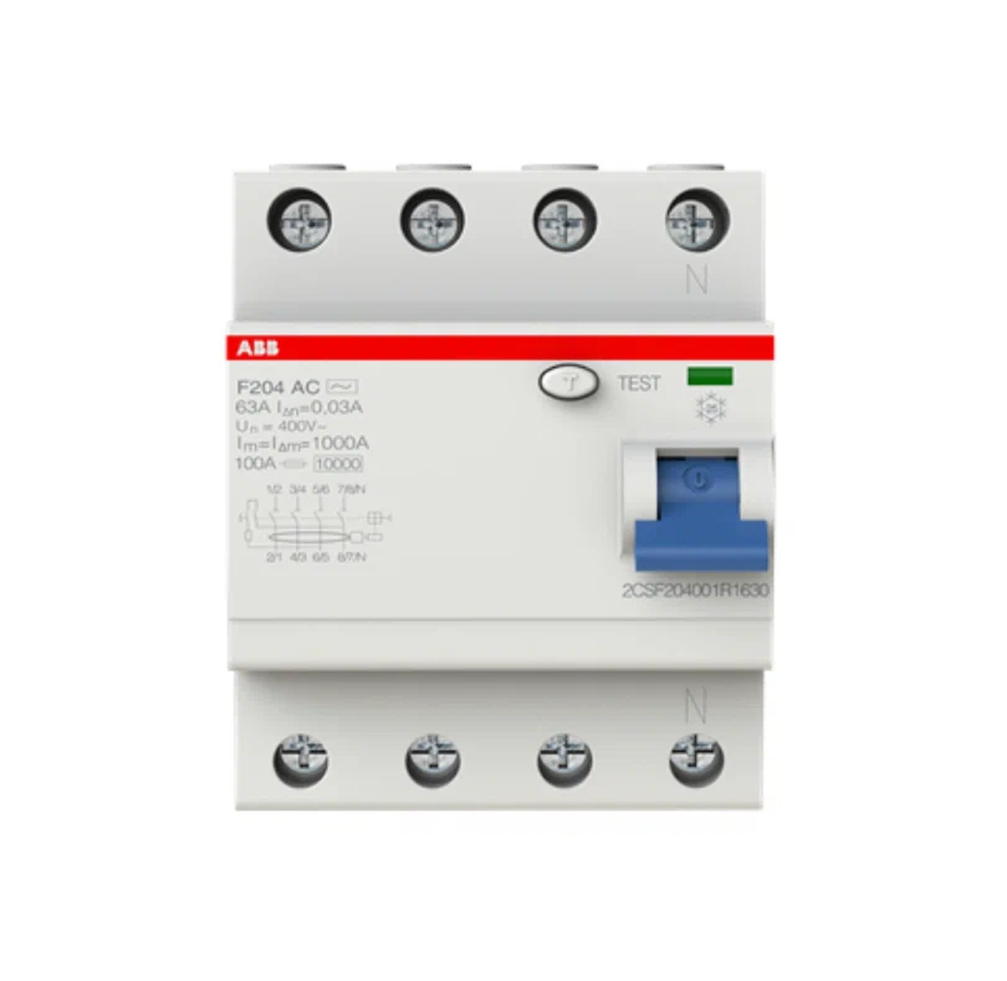 Устройство защитного отключения (УЗО) ABB F204 AC - 63/0,03 mA, 63A 30mA