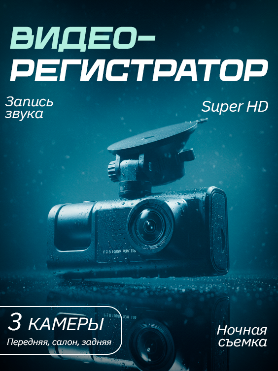 Видеорегистратор с камерой заднего вида для автомобиля 3 в 1