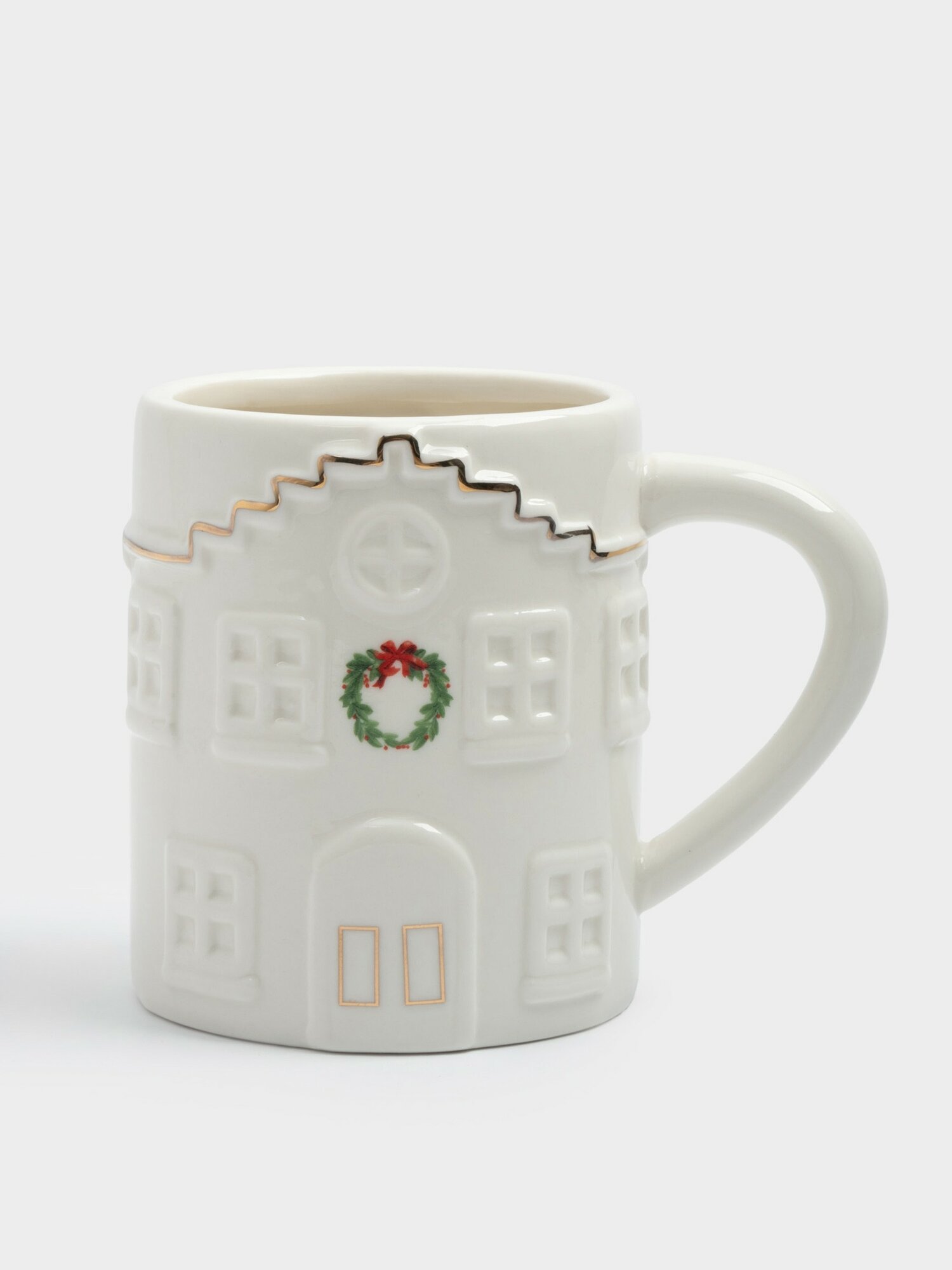 Кружка, 580 мл, фарфор, бело-золотистая, Дом с венком, Townlet (Anna Lafarg)