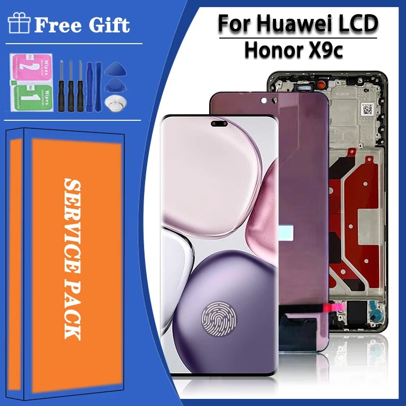 6,78 "AMOLED 120 Гц для Huawei Honor X9c ЖК-экран сенсорный дигитайзер в сборе для Honor X9C экран с отпечатками пальцев, Black With Frame