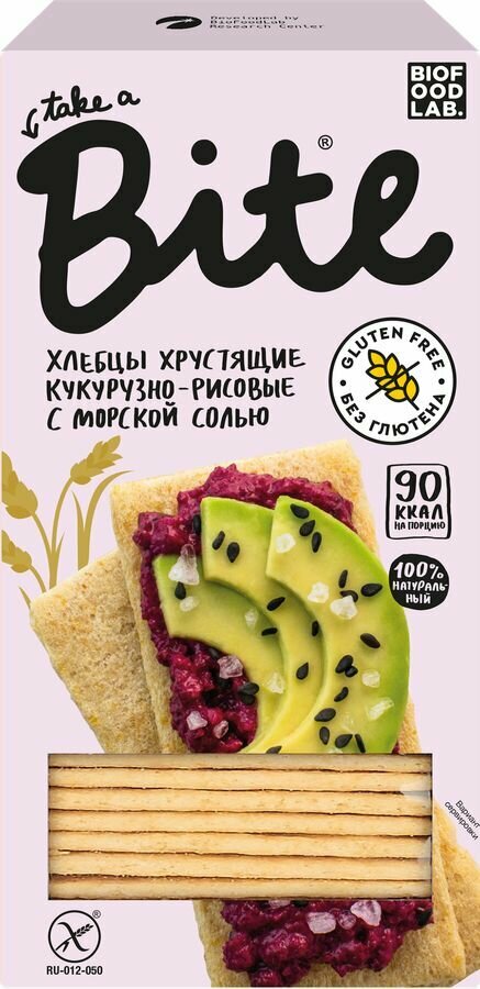 Хлебцы кукурузно-рисовые безглютеновые TAKE A BITE с морской солью, 150г x 3 упаковки
