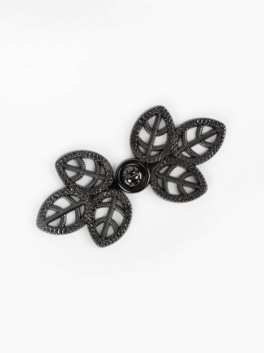 Декоративная застёжка "Листья", 5.5x2.6 см, цвет чёрный, цвет: чёрный